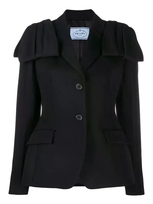 Prada Flap Detail Blazer Jacket - Black
