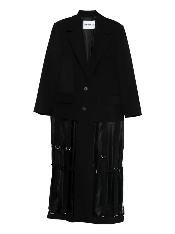 MEDEEA Paneled Coat With Ring Detail - Black