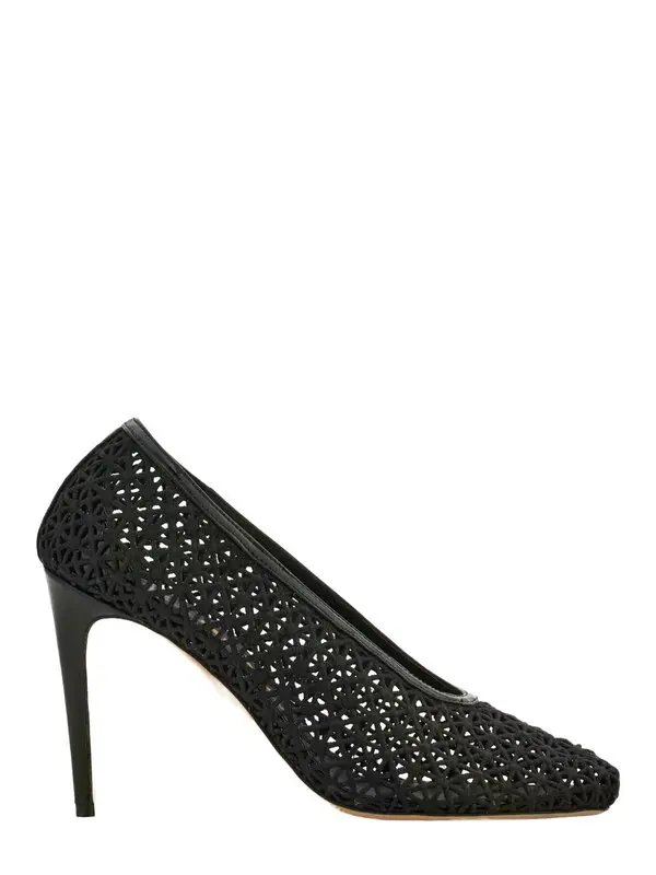 FERRAGAMO 90mm Macramé Pumps - Black