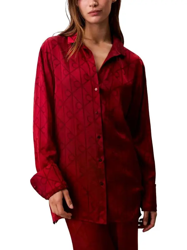 Calvin Klein Geometric-patterned Pajama Shirt - Red