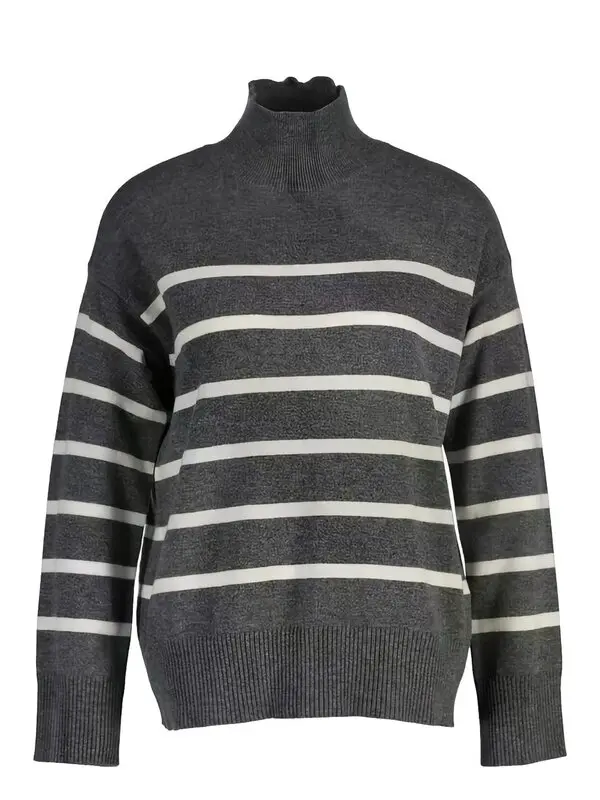 Gant Striped High-neck Sweater - Grey