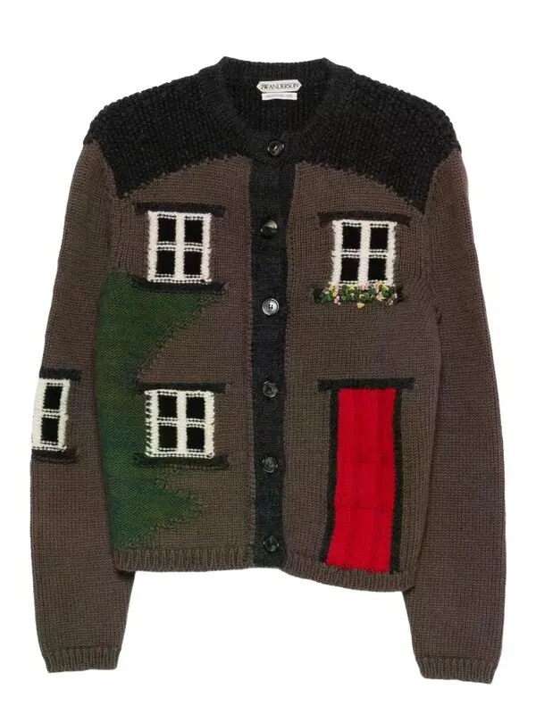 JW Anderson House Wool Cardigan - Brown