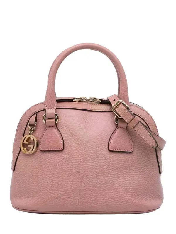 Gucci Mini Leather Gg Charm Dome Satchel - Pink