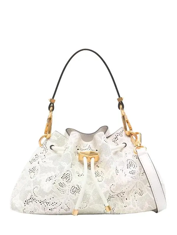 JIMMY CHOO Small Cinch Perforated Tote - White