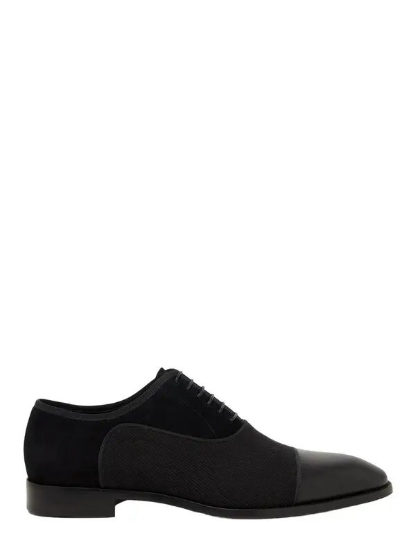 CHRISTIAN LOUBOUTIN Greggory Leather & Fabric Oxford Shoes - Black