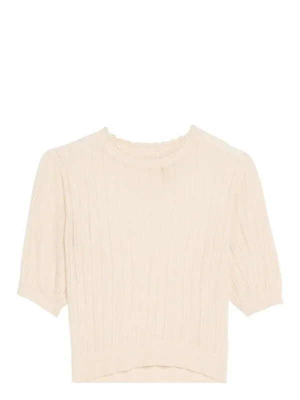 Ulla Johnson Gemma Puff-sleeve Pointelle Knit Top - Cowrie