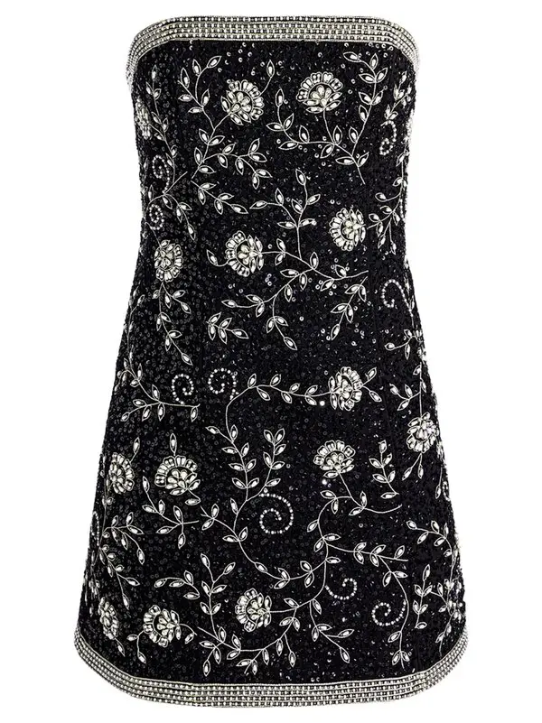 Alice + Olivia Katia Embellished Strapless Mini Dress - Black/whit