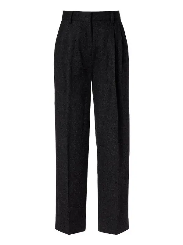 TOTEME Wool-blend Flannel Straight Pants - Grey