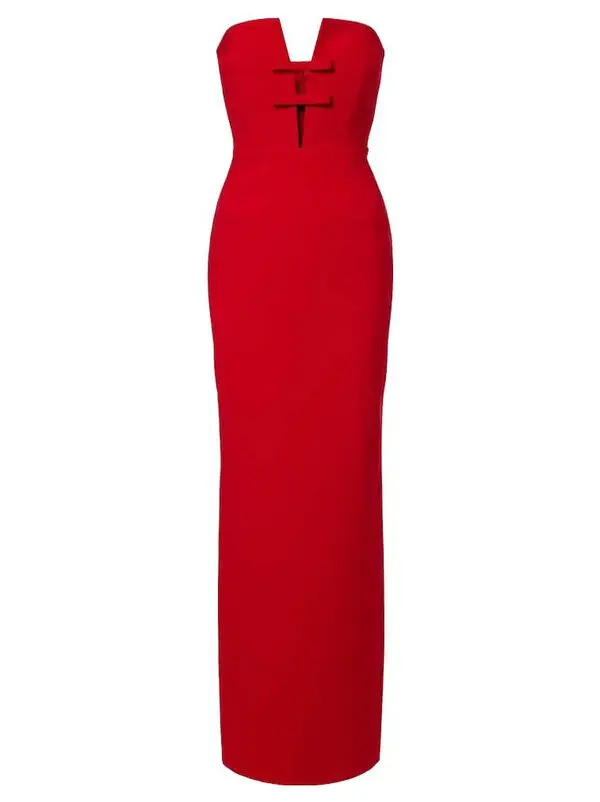 THE NEW ARRIVALS ILKYAZ OZEL Noa Bow-detail Strapless Gown - Red
