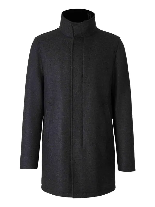 Herno Turtleneck Coat With Removable Shearling Collar - Black
