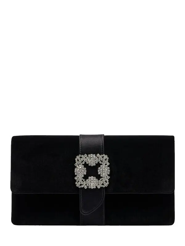 Manolo Blahnik Capri Embellished Velvet Clutch - Black