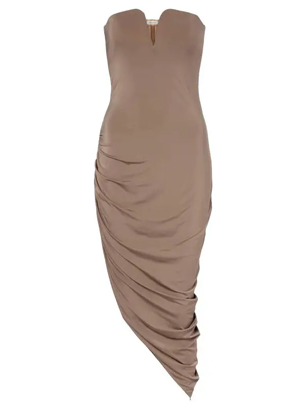 NENSI DOJAKA Asymmetric Draped Cocktail Dress - Grey