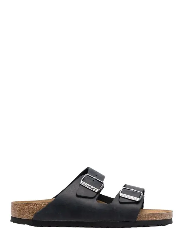 BIRKENSTOCK Arizona Leather Slippers - Black