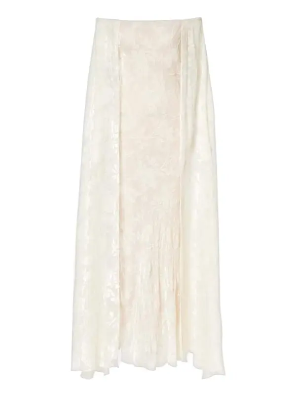 RODARTE Floral Satin Jacquard Maxi Skirt - White
