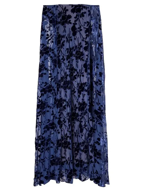 RODARTE Caped Off-shoulder Jacquard Maxi Dress - Blue