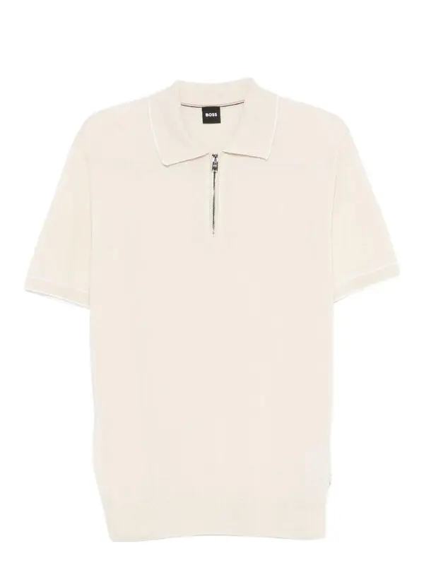 BOSS Ivory Polo Shirt With Half-zip - White