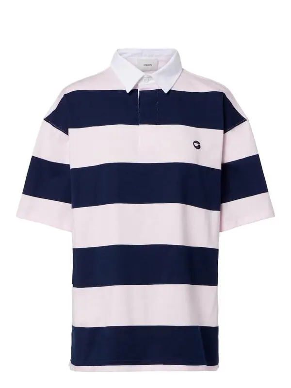 Coperni Striped Cotton Polo Shirt - Blue