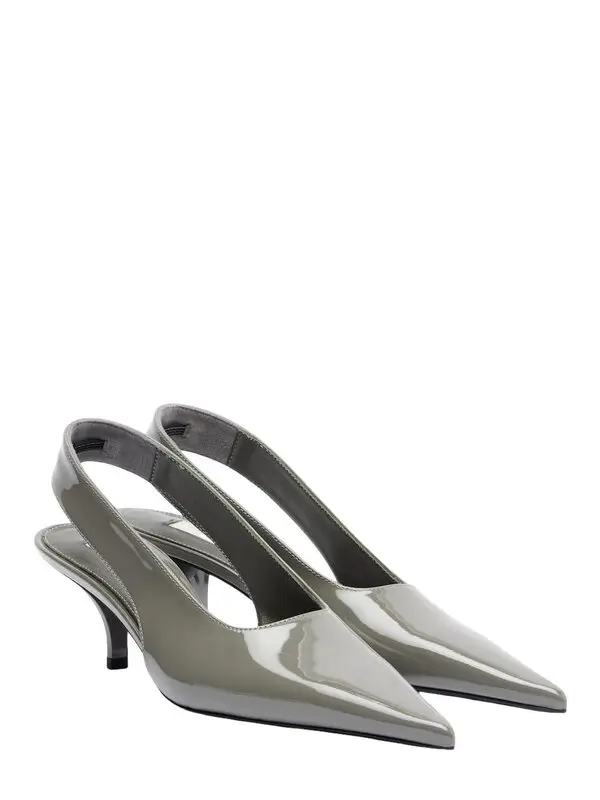 TOTEME Patent Leather Slingback Pumps - Grey