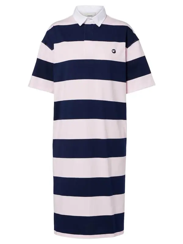 Coperni Striped Cotton Polo Dress - Blue