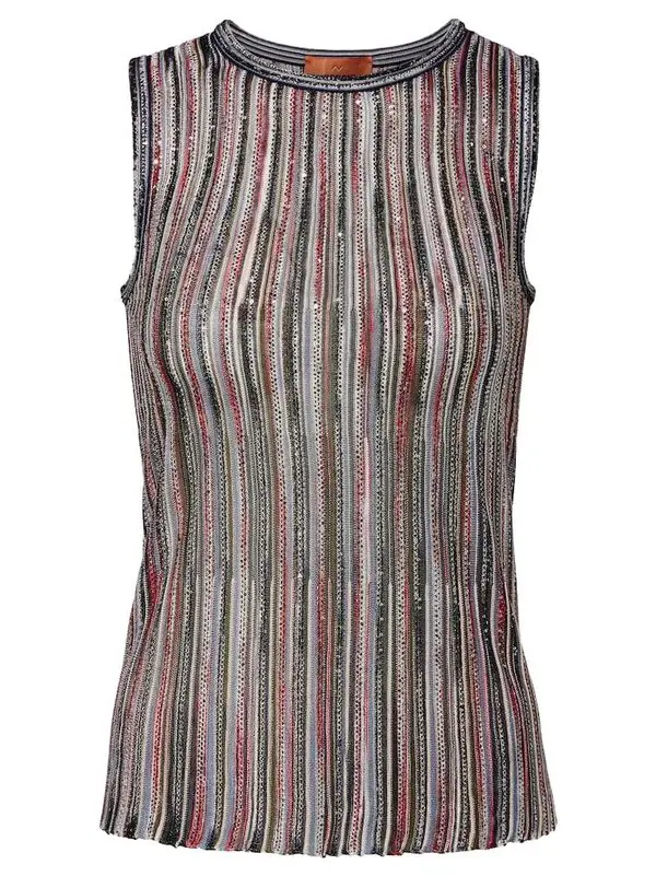 Missoni Sequined Striped Lamé Top - Multicoloured