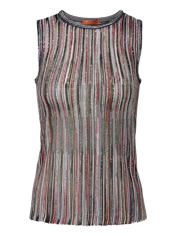 Missoni Sequined Striped Lamé Top - Multicoloured