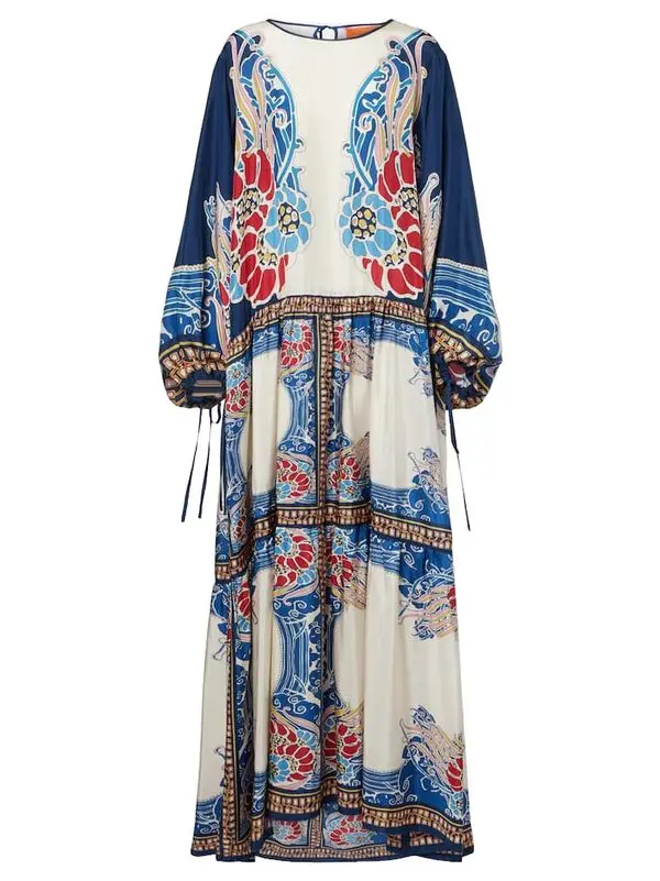La DoubleJ Lemuria Placee Printed Silk Maxi Dress - White