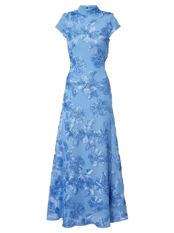 ROTATE BY BIRGER CHRISTENSEN Floral Embroidered Maxi Dress - Blue