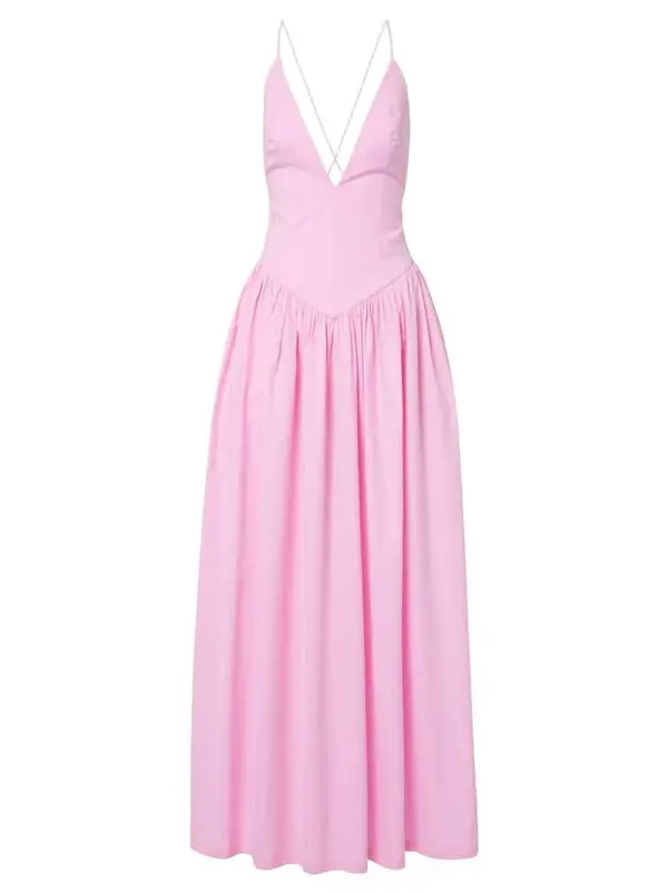 ADRIANA DEGREAS Open-back Cotton Maxi Dress - Pink