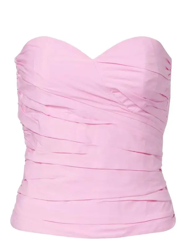 ADRIANA DEGREAS Opulence Ruched Cotton Corset - Pink