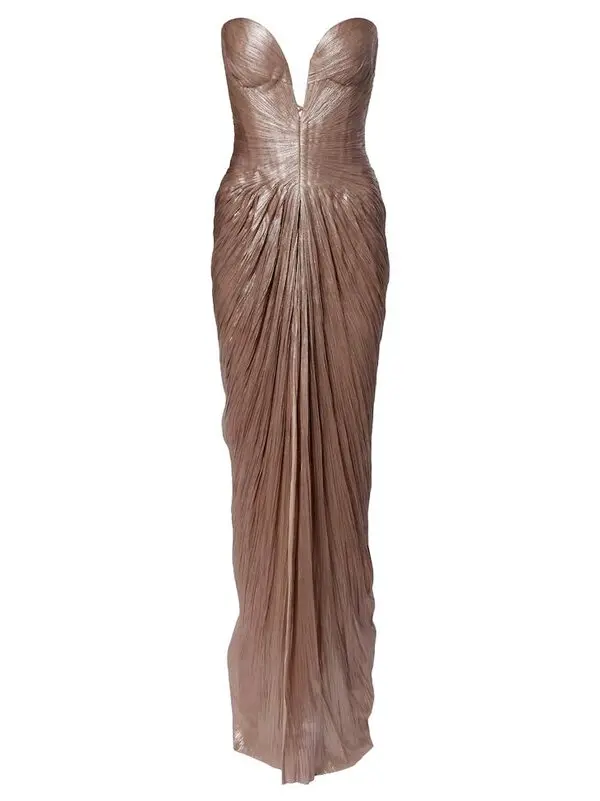 MARIA LUCIA HOHAN Alessandra Draped Lamé Gown - Silver