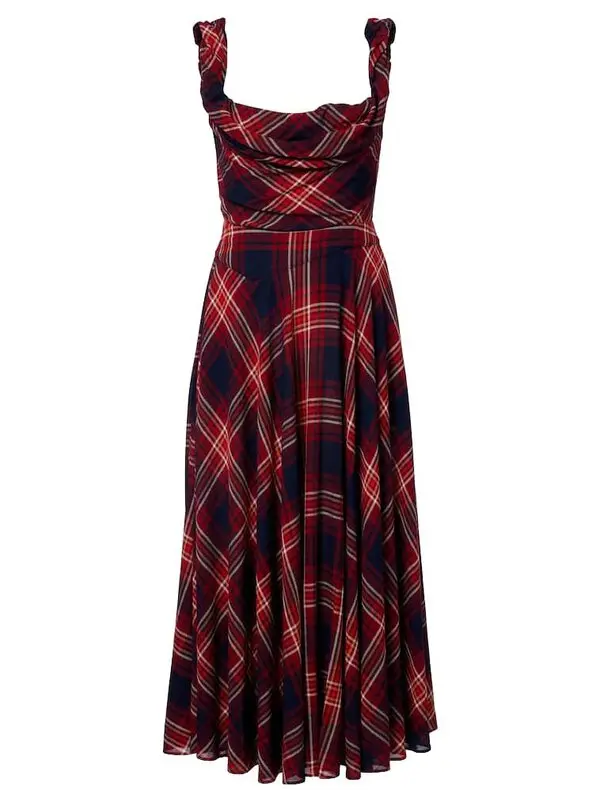 VIVIENNE WESTWOOD Chichi Draped Plaid Midi Dress - Red