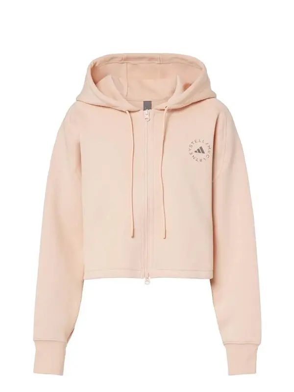Adidas By Stella McCartney Cropped Cotton-blend Hoodie - Pink
