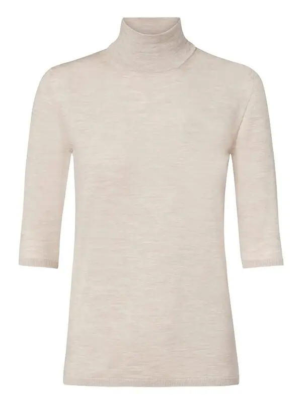 Max Mara Boa Virgin Wool Turtleneck Top - Beige