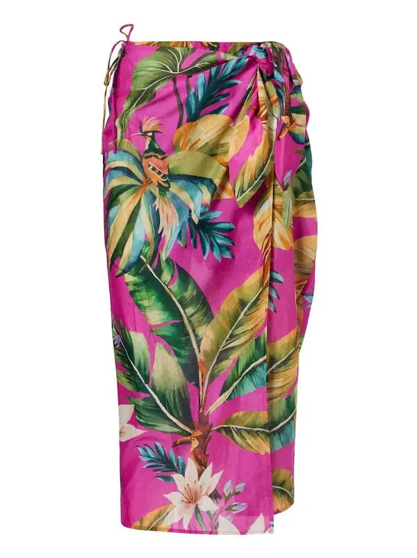 Farm Rio Tropicalia Printed Cotton Midi Skirt - Multicoloured