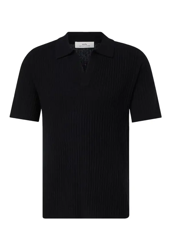 Arch4 Ribbed-knit Cashmere Polo Shirt - Black