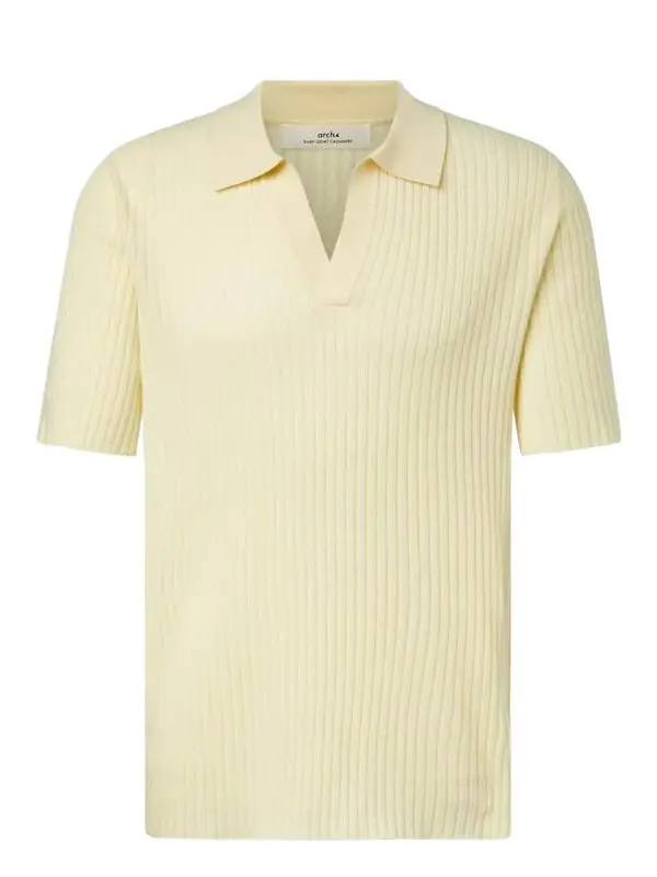 Arch4 Ribbed-knit Cashmere Polo Shirt - Yellow