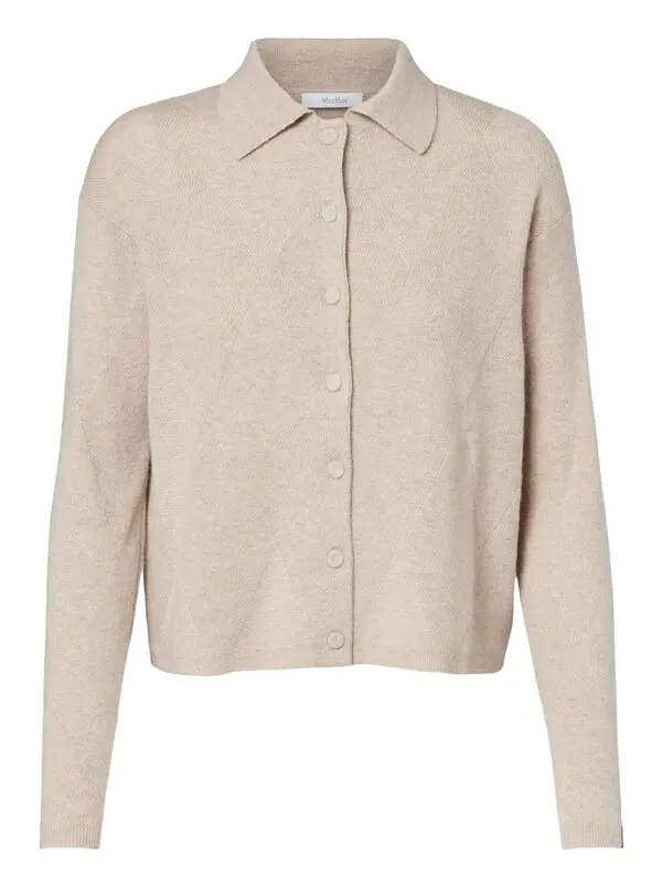 Max Mara Bombo Argyle Cashmere Cardigan - Beige