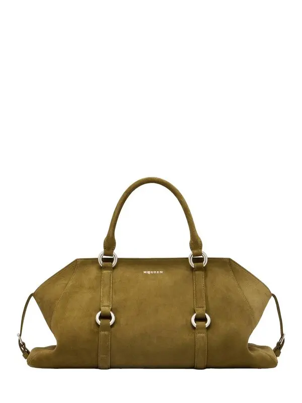 Alexander McQueen Farringdon Medium Suede Tote Bag - Green