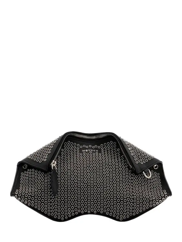 Alexander McQueen Manta Embellished Leather Clutch - Black