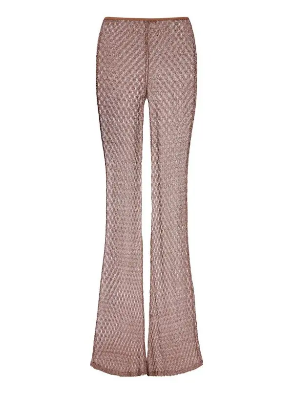 Missoni Open-knit Lamé Flared Pants - Brown
