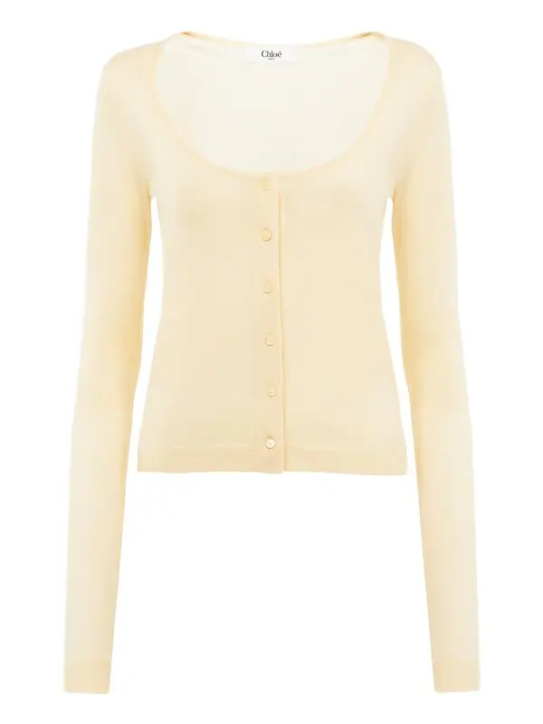 Chloé Fitted Wool Knit Cardigan - Soft Yellow