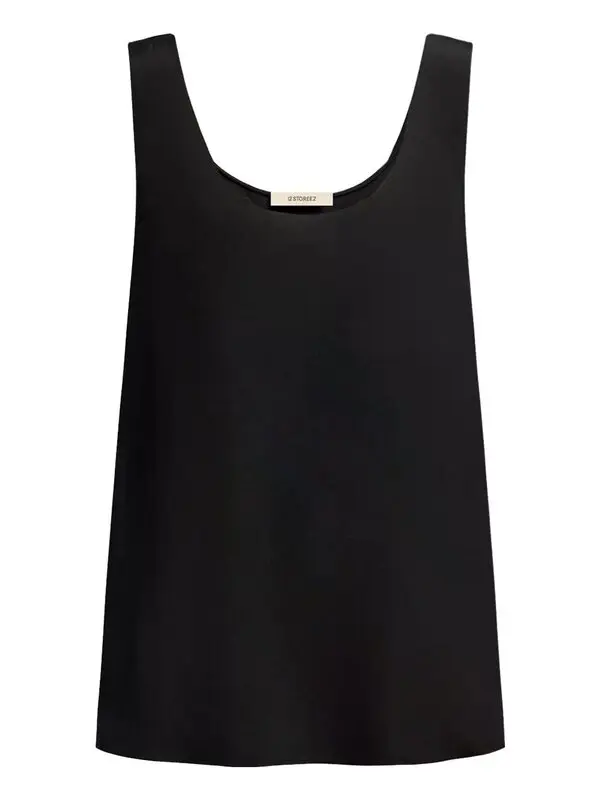 12 STOREEZ Silk Sleeveless Top - Black
