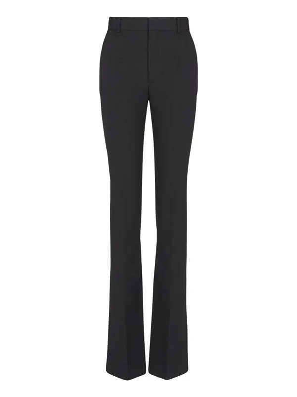 Balmain Virgin Wool Straight-leg Trousers - Black