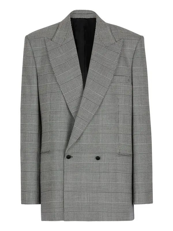Balmain Wool-blend Prince Of Wales Blazer - Black
