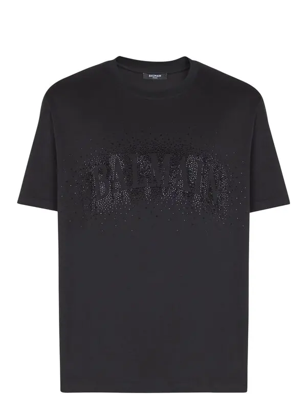 Balmain Cotton Crystal Logo T-shirt - Black