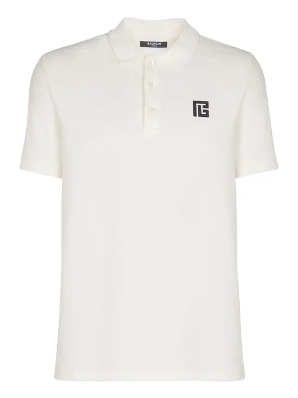 Balmain Cotton Monogram Polo Shirt - White