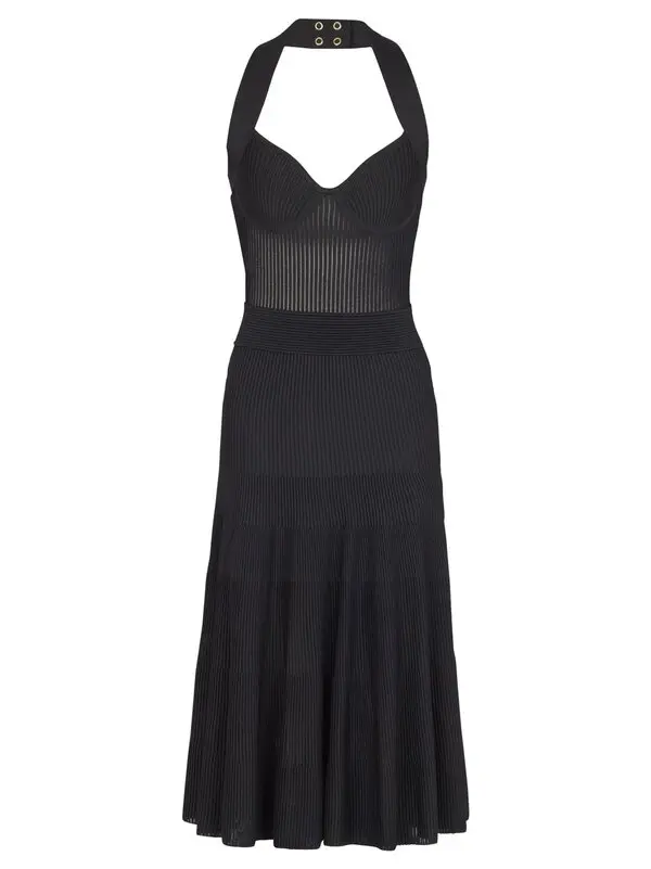 Balmain Knitted Halterneck Midi Dress - Black