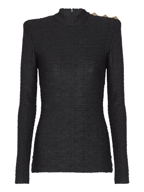 Balmain Bouclette Monogram Top - Black