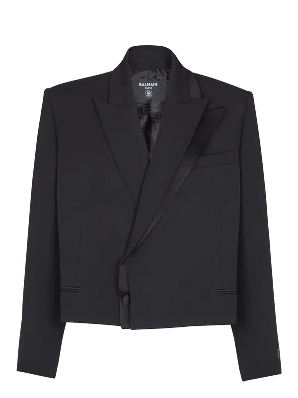 Balmain Cropped Wool Blazer - Black
