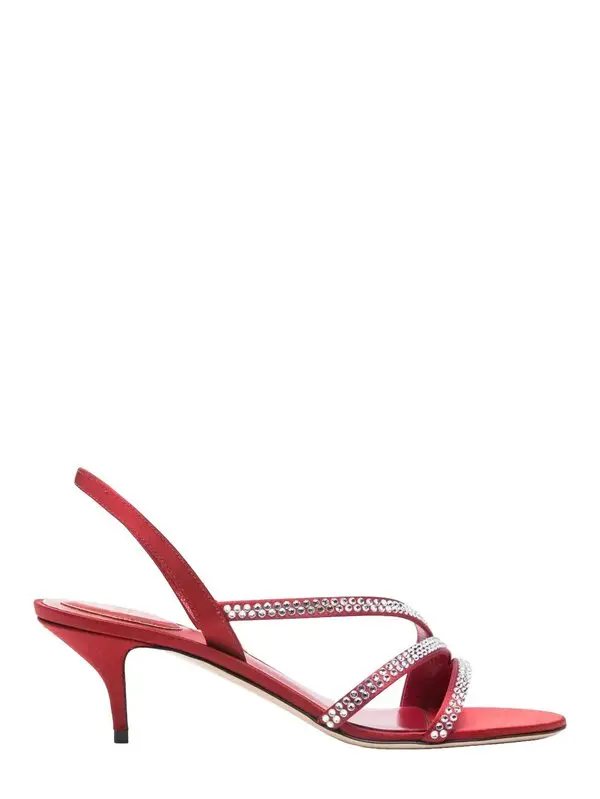 Valentino Garavani Crystal-embellished Kitten Heel Sandals - Red